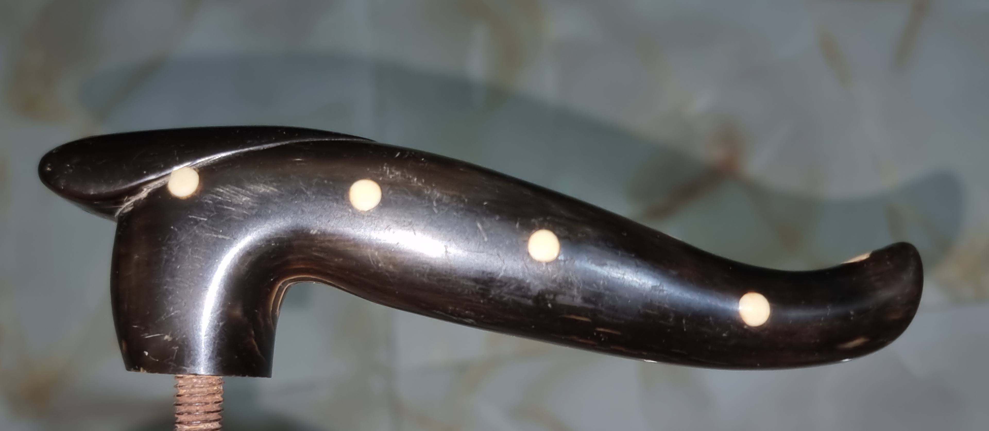 Antique Walking Stick Handle, Ebony wood with Ebony wood with authentic ...