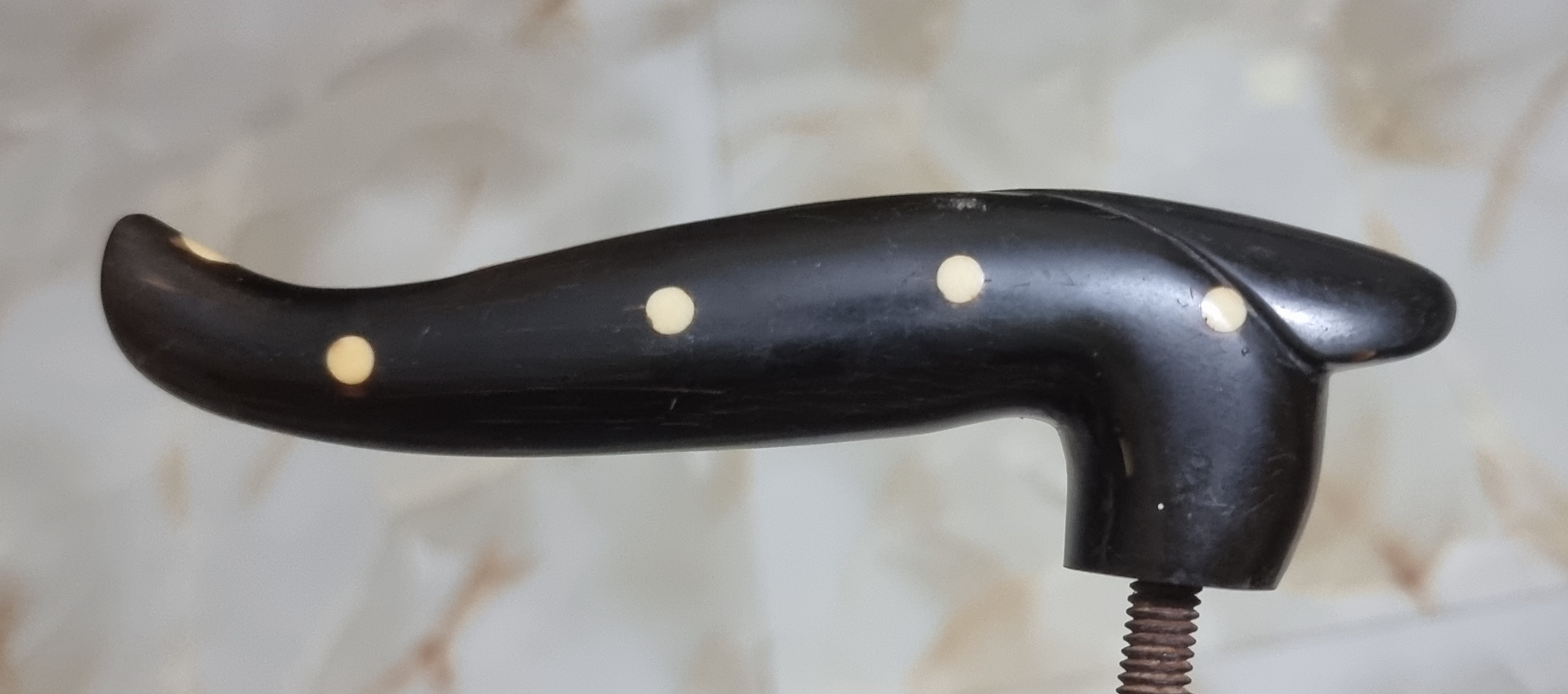 Antique Walking Stick Handle, Ebony wood with Ebony wood with authentic ...