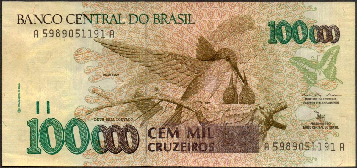 Brazil 100 000 Cruzeiros Bank Note Collectors Weekly Brazil 100 000 Cruzeiros Bank Note Collectors Weekly
