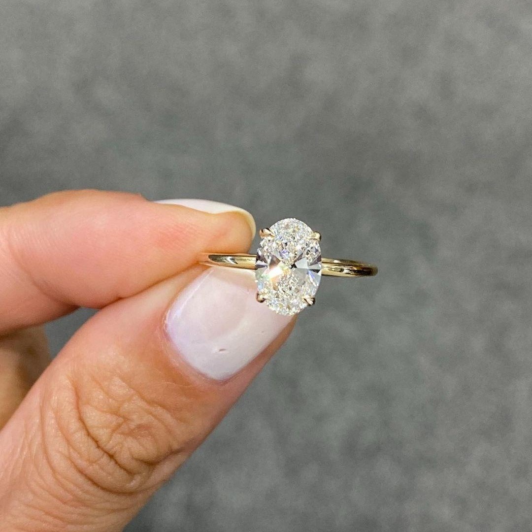 Oval Simulated Diamond Ring | Gold Plated 925 Silver | Engagement Ring ...