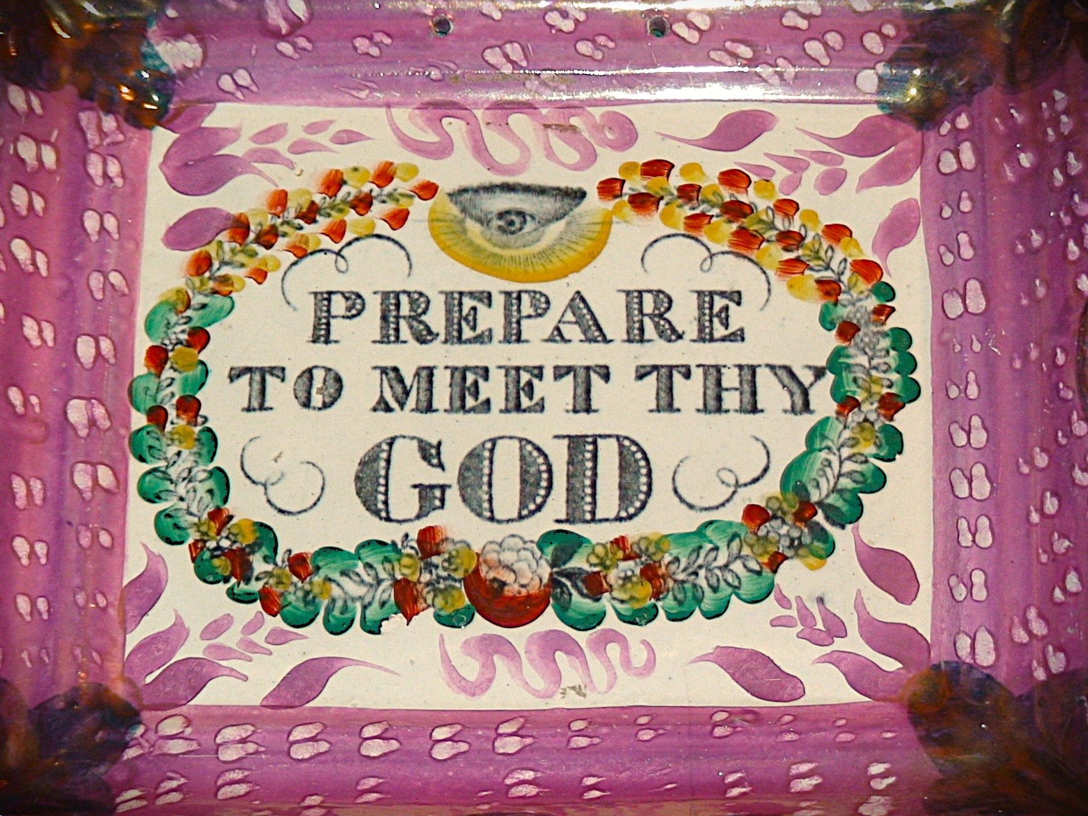 Sunderland Pink Lustre Plaque "Prepare to Meet Thy God" John Carr's Low ...