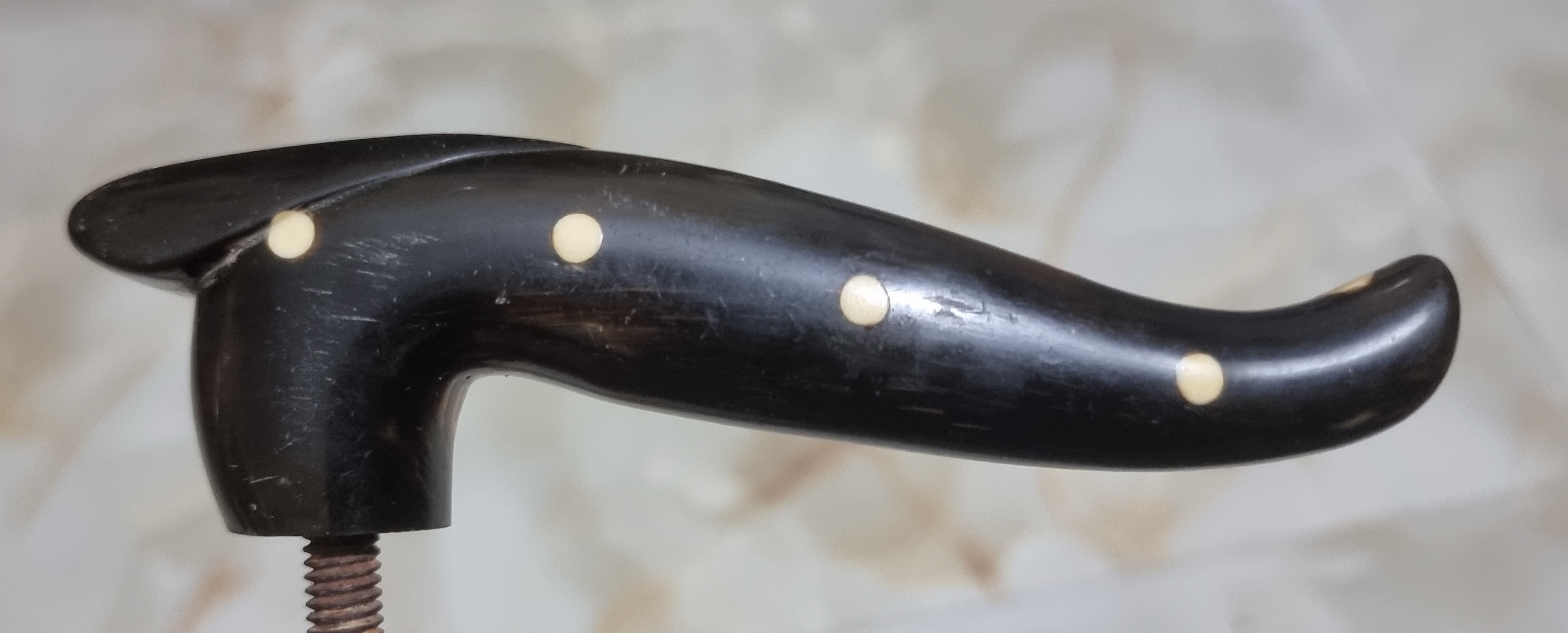 Antique Walking Stick Handle, Ebony wood with Ebony wood with authentic ...